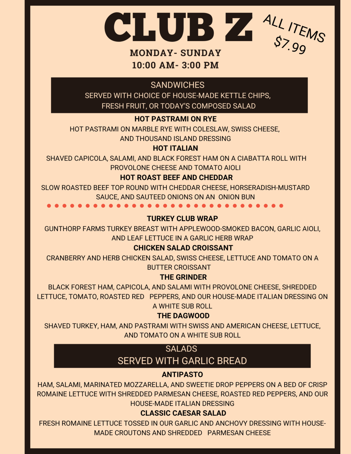 Club-Z-Menu – Zollner Golf Course